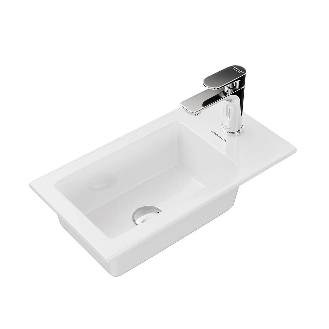 Kerama Marazzi раковина lato встраиваемая сверху 50 27 14, 9см с 1 отв. под смеситель без перелива белая глянцевая la wb LA. wb.50