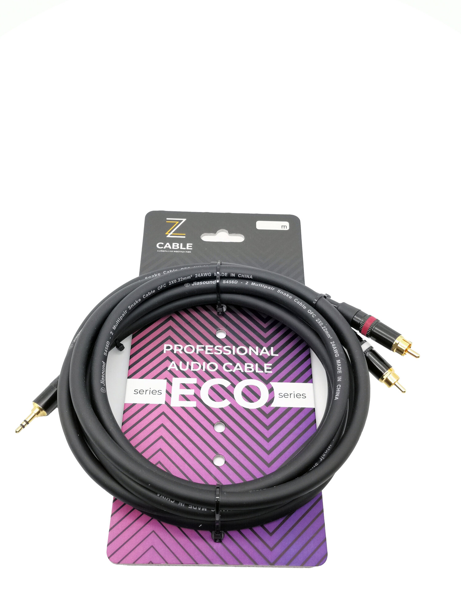 Кабель аудио ZZcable E32-3,5-2RCA-0500, MiniJack - 2хRCA, 5м (прямой-прямой)
