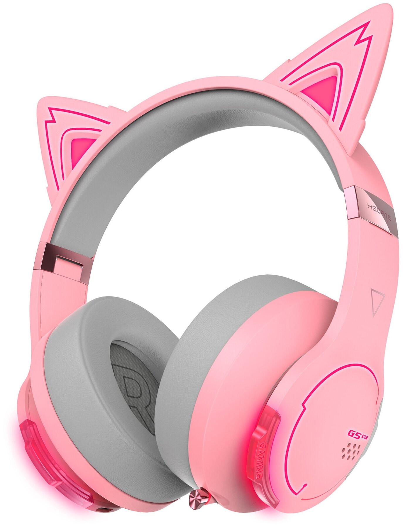 Наушники с микрофоном Edifier G5BT Cat розовый/серый мониторные BT оголовье