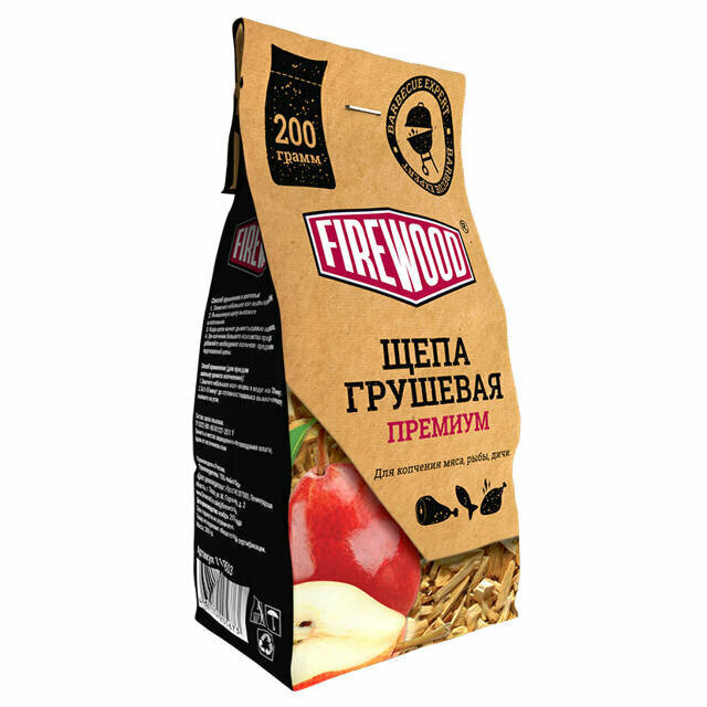 Щепа для копчения грушевая 200 г натуральная древесина для мяса рыбы с ярким ароматом