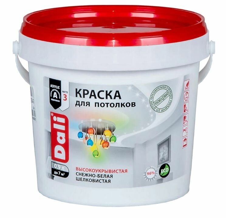 Краска для потолков акриловая Dali Professional белая 0,9 л