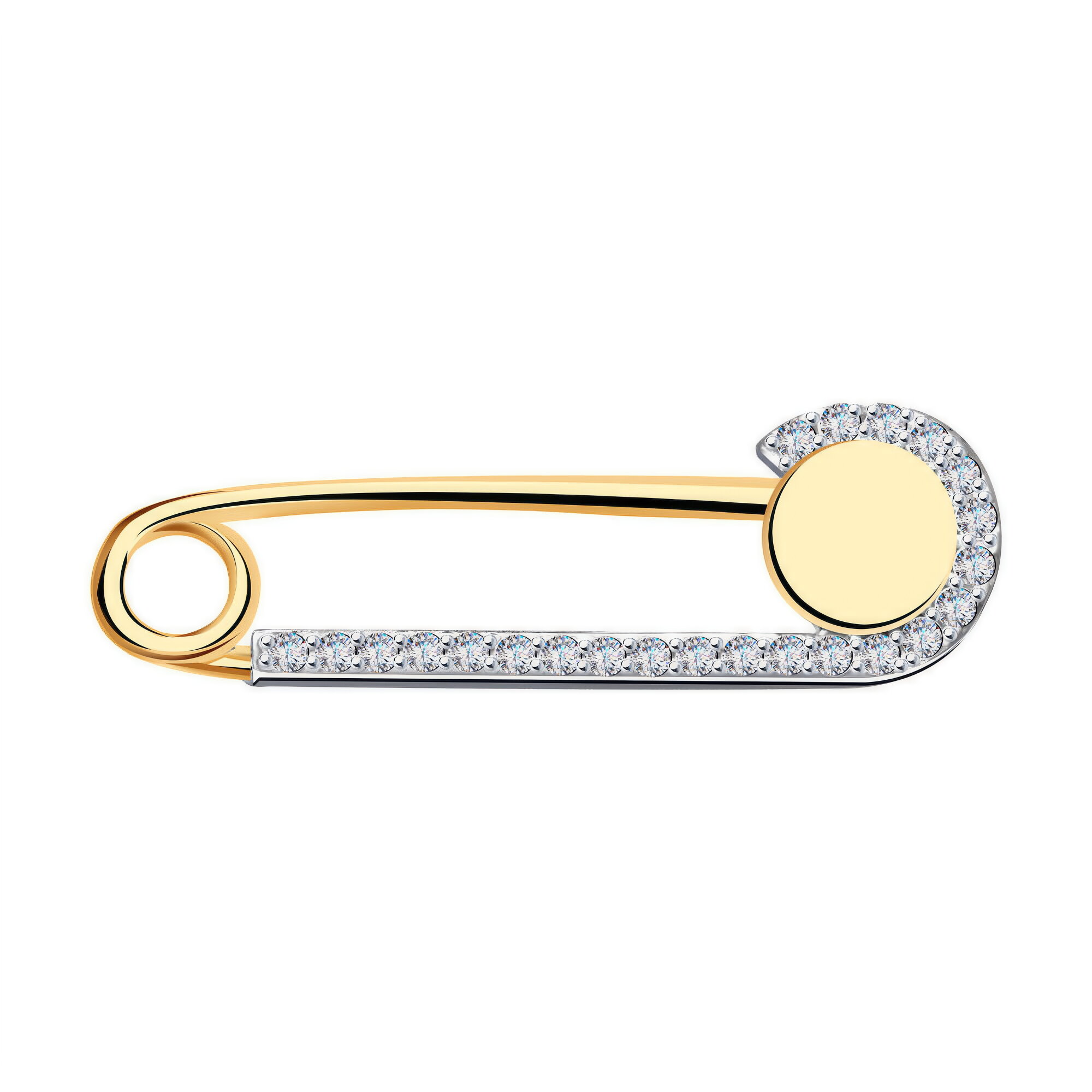 Брошь, красное золото, 585 проба, фианит