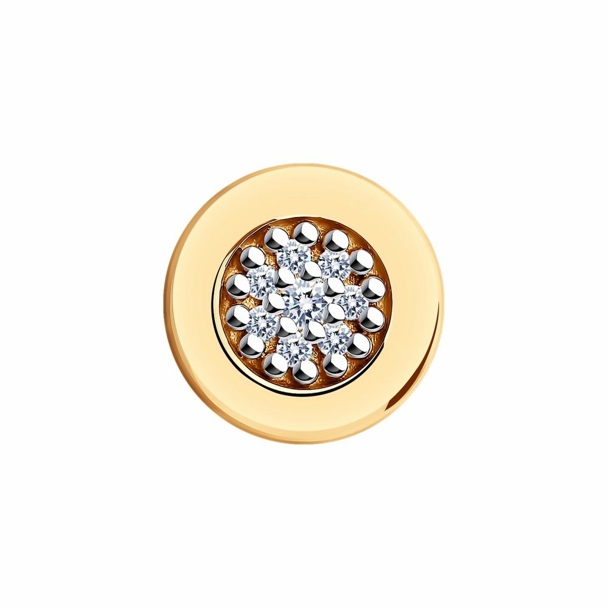 Подвеска, красное золото, 585 проба, фианит