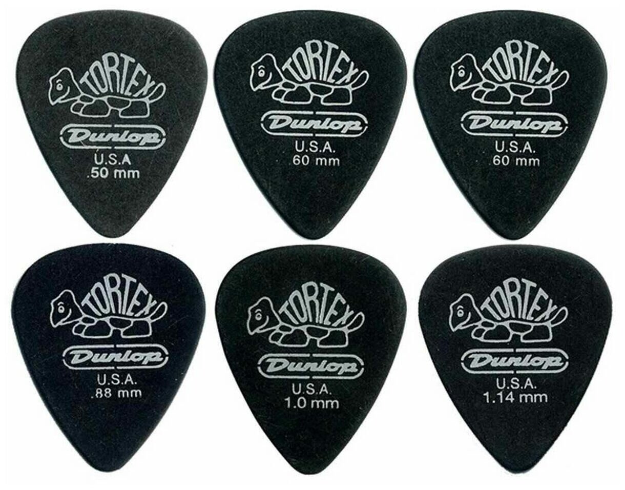 Набор медиаторов Dunlop 4880 Tortex Pitch Black Standard, 6 толщин, коробка 432 шт.