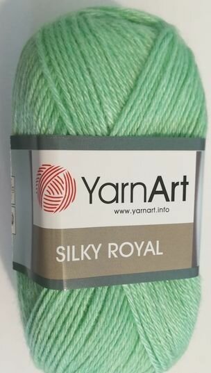 Пряжа Шелк Рояль (Silky Royal) упаковка 5 мотков 35% шёлк вискоза 65% мериносовая шерсть цвет 440 мята