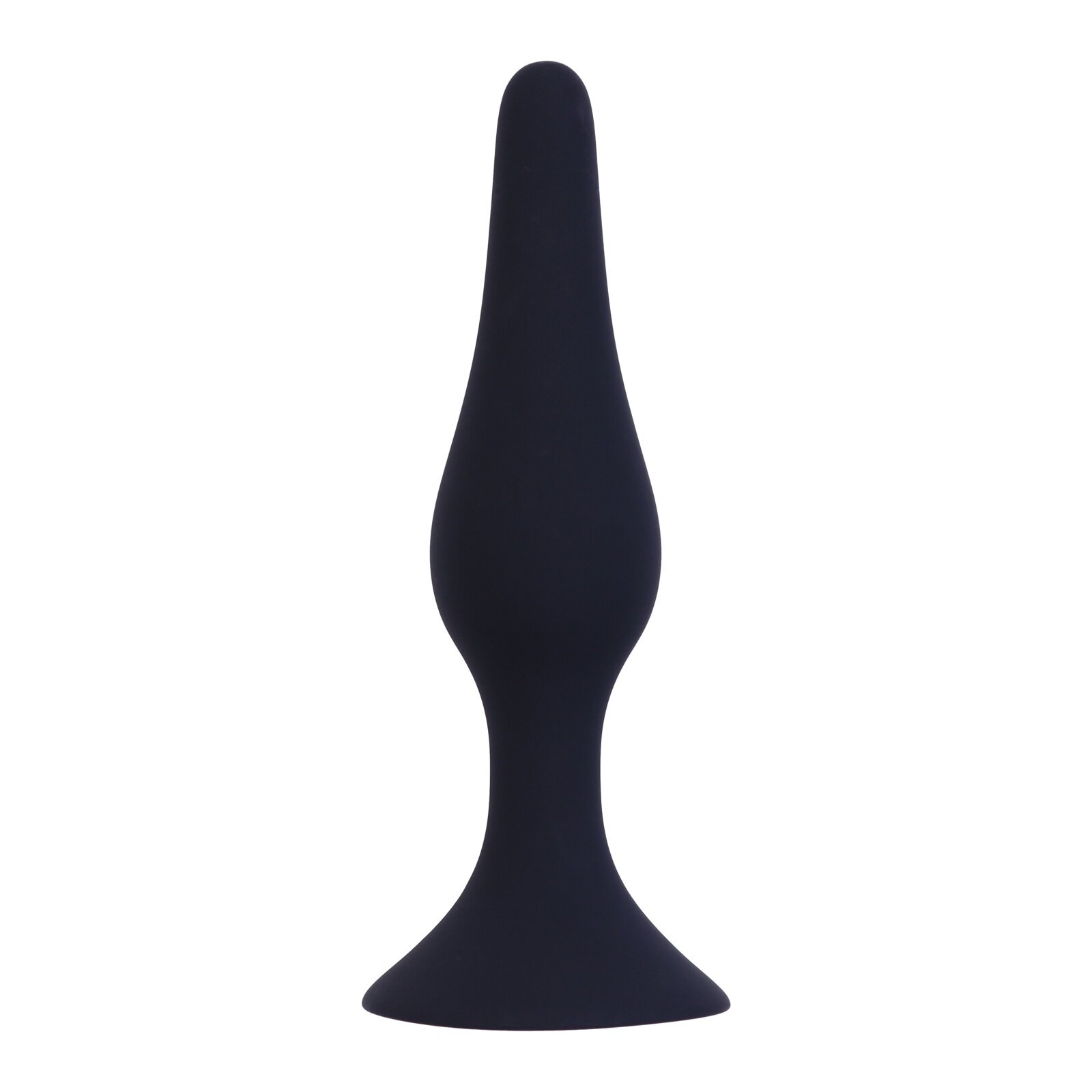Анальная пробка конус, присоска, силикон Soft-touch, 12×3 см, черный