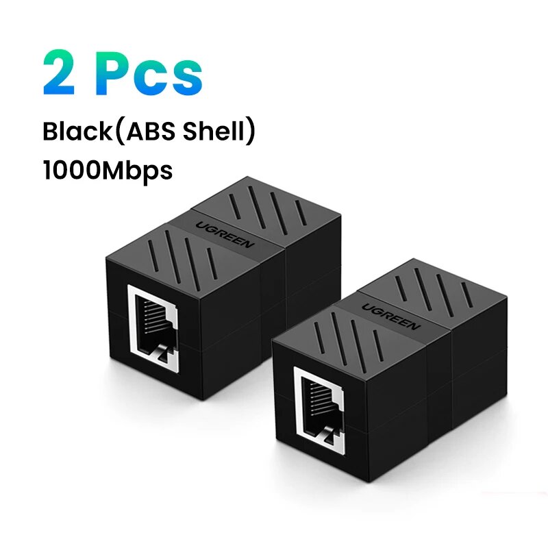 UGREEN RJ45 удлинитель сетевой, 2 шт, черный