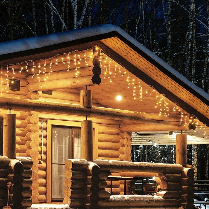 Бахрома с эффектом мерцания. 12м. Соединяемая. Теплый белый свет. Провод прозрачный. ULD-B12006-195-TTK WARM WHITE IP44.