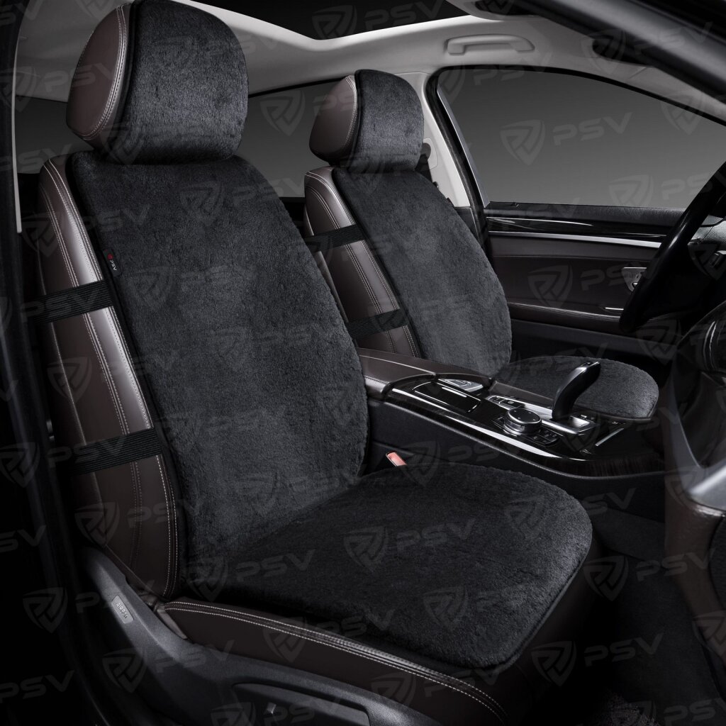 Накидка на сиденье искусственный мех черный "PSV" Wool FRONT (1 шт.)