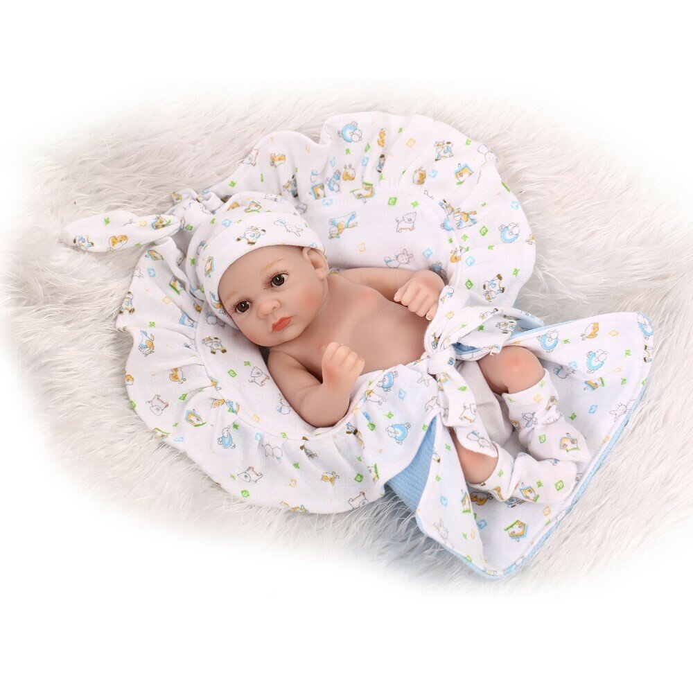 Reborn Baby Doll Play Dolls 10 дюймов 25 см Полный Vinvl Тело Моющиеся С Одеялом