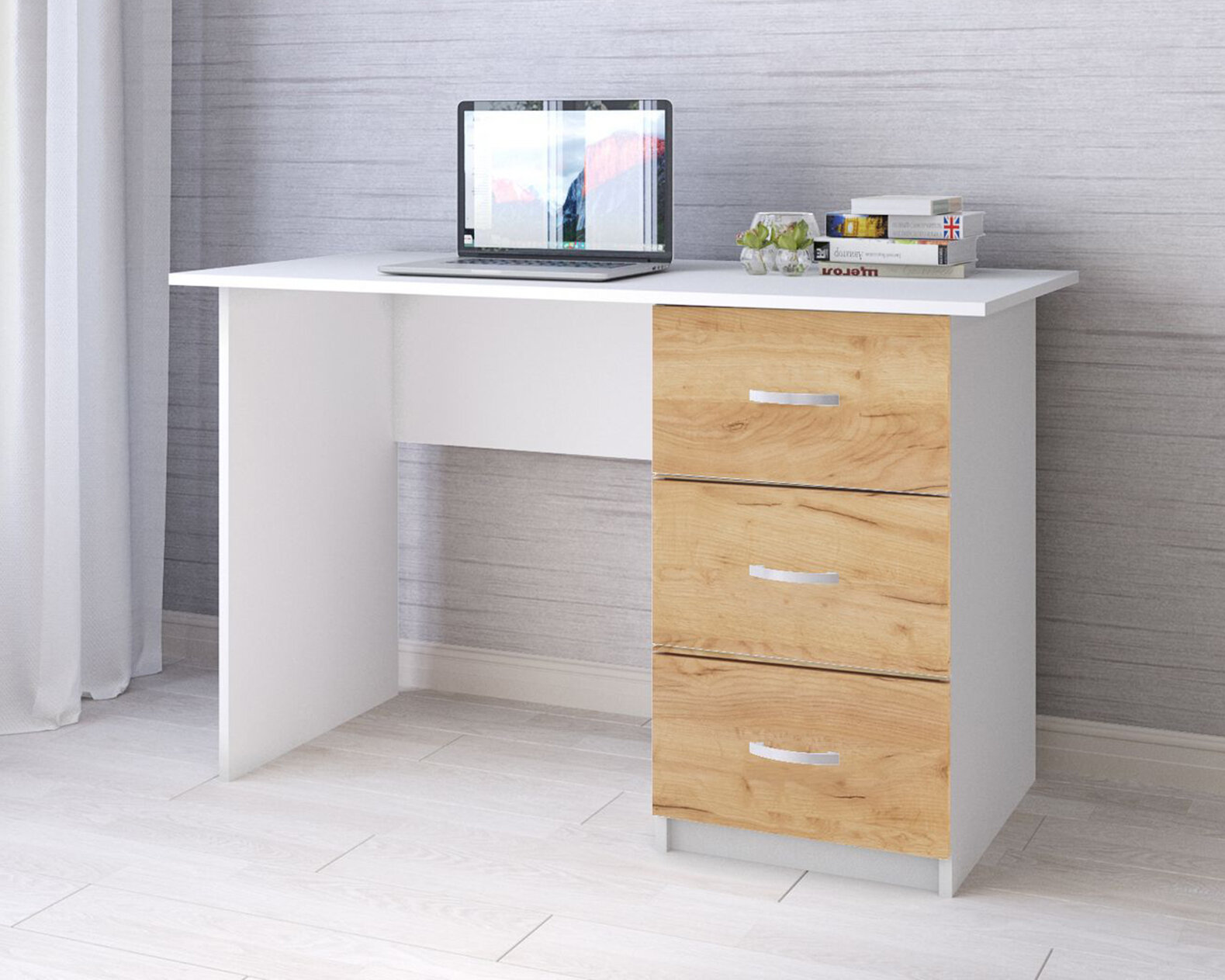 Стол письменный Сити-1 Текс (750х1200х600) Белый/Дуб крафт золотой