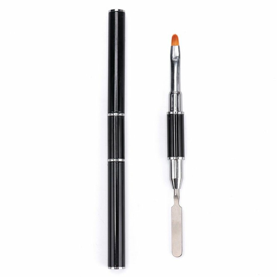 Kristaller Кисть маникюрная 2 в 1 для полигеля со шпателем / КР-01, черный