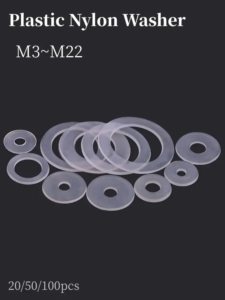 Прозрачные нейлоновые шайбы M3-M22 100pcs, M8x13x0.8