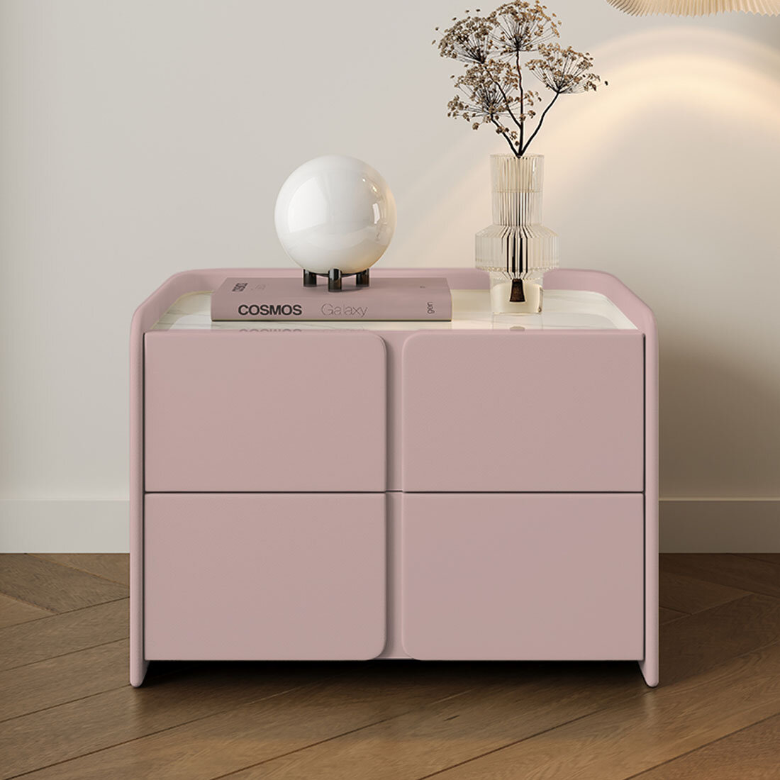 Прикроватная тумбочка с керамической столешницей Gates (розовый)