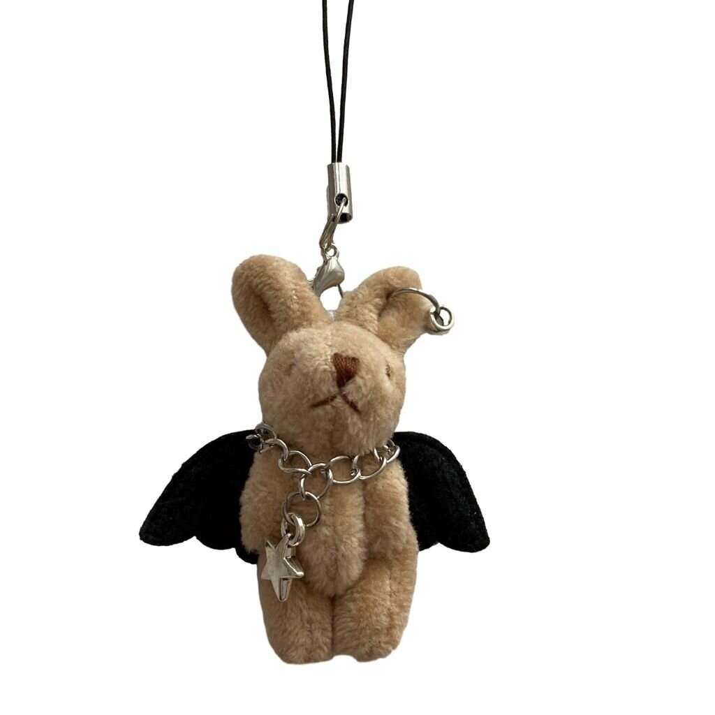 Брелок, Плюшевые крылышки со звездами, подвеска-брелок для мобильного телефона в виде кролика-хаки