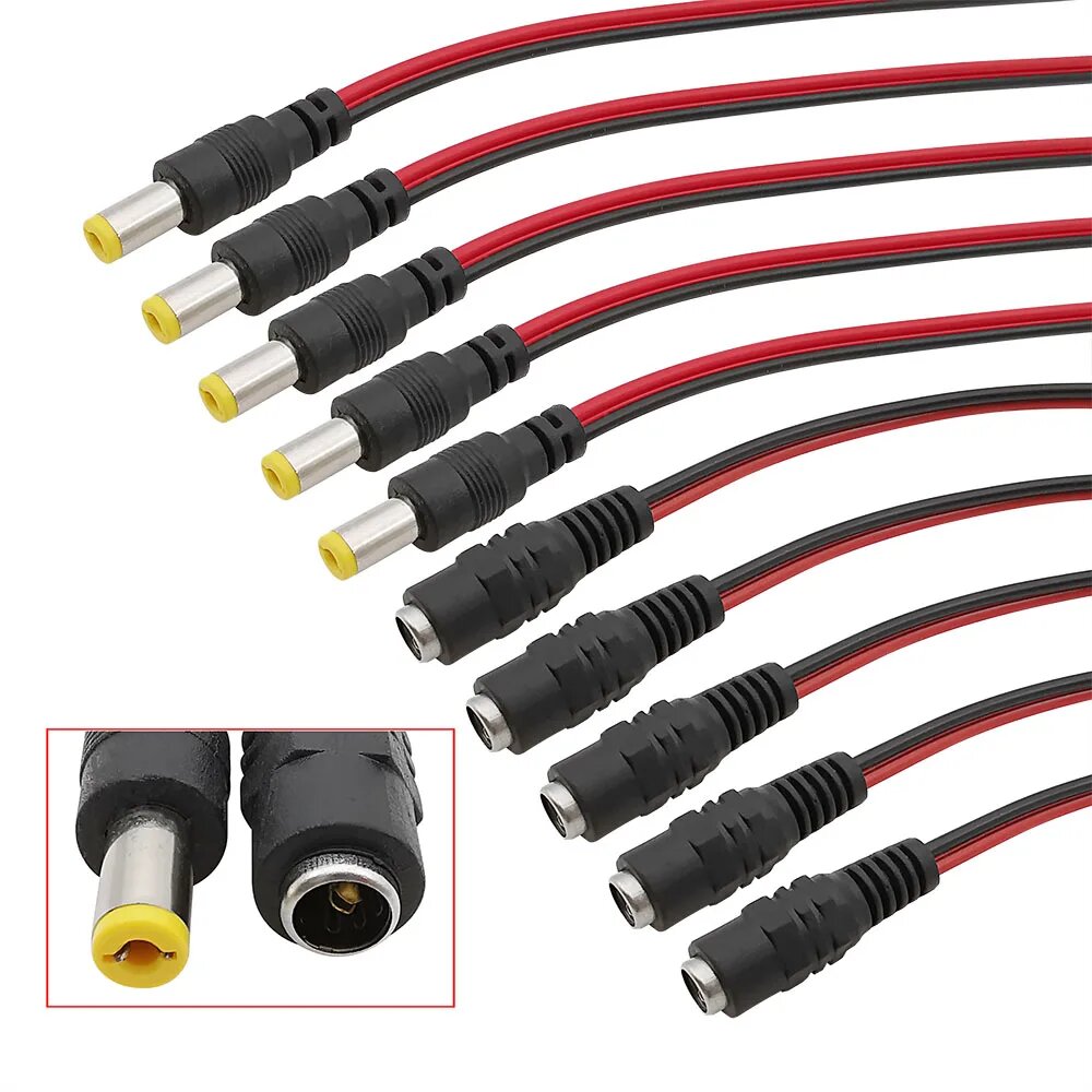 Кабель питания ALLiSHOP 5.5 x 2.1mm DC 12V 1A 25см 2 Male 2 Female