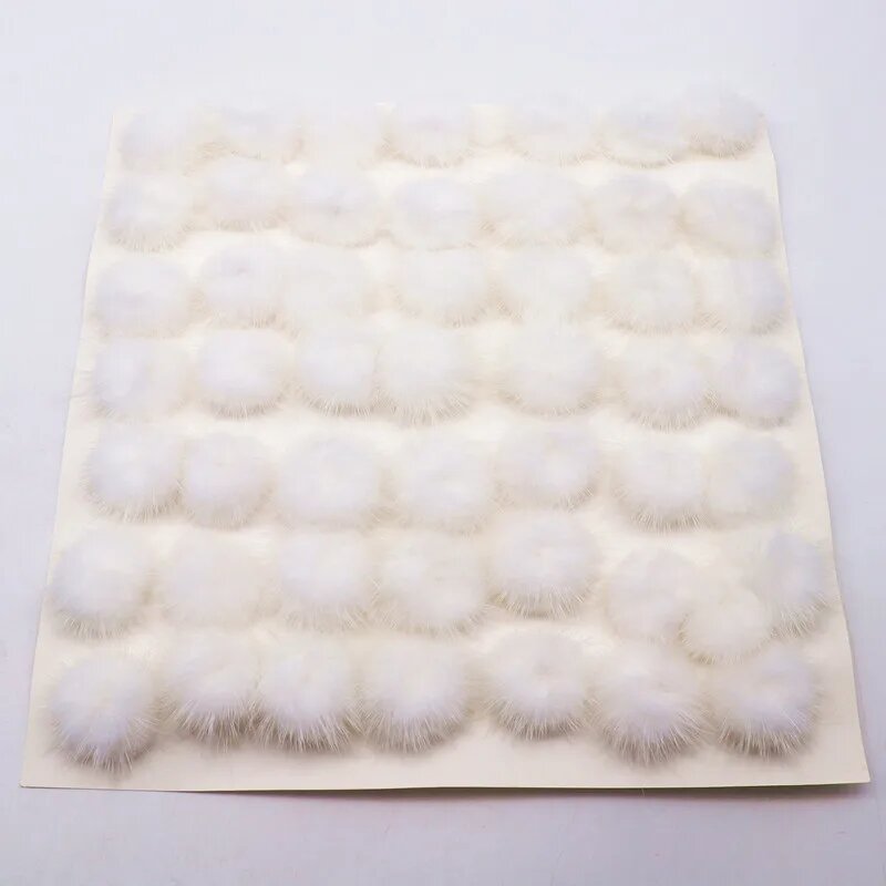 Натуральные помпоны из меха норки, 4 см, 50 шт. Белый, white, 40mm 5Pcs