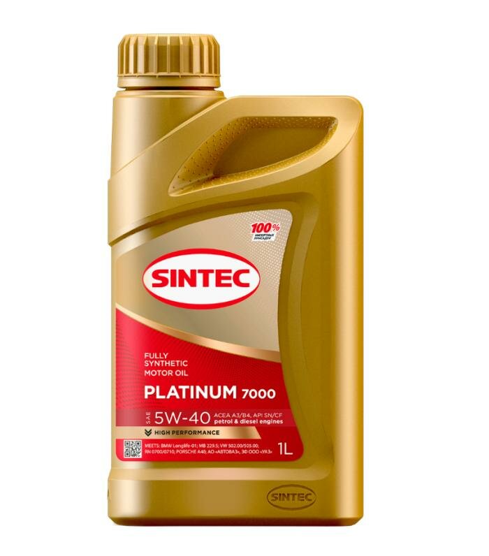 Моторное масло SINTEC Platinum 7000 5W-40 (1л), SIN-5W40-A3B4-1L