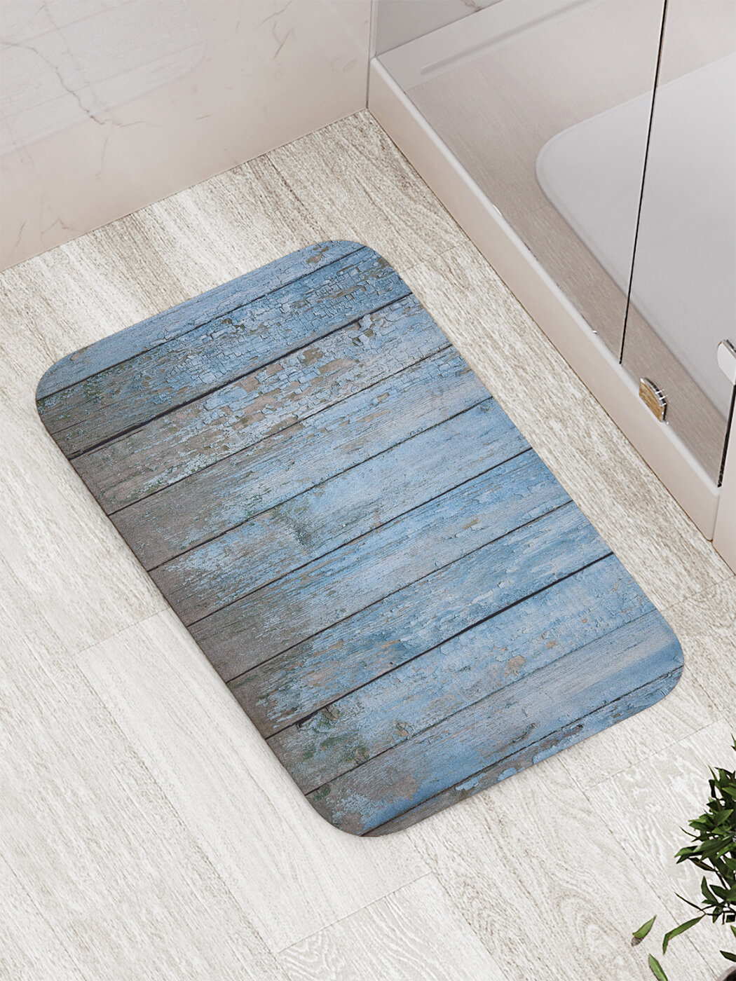 Коврик для ванной комнаты, туалета "Деревянный забор" противоскользящий, 52х77 см, JoyArty