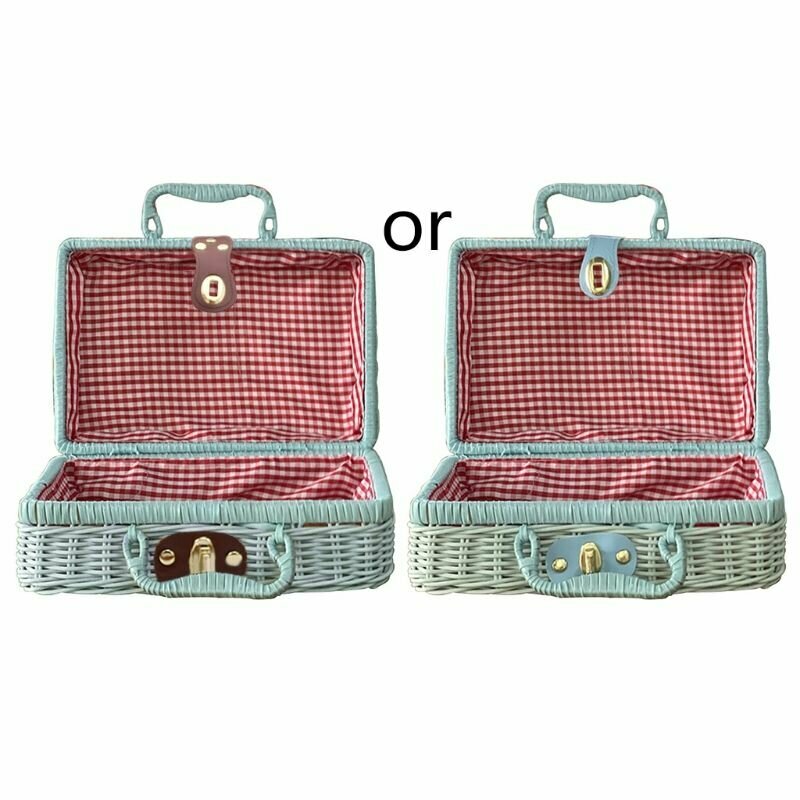 Винтажная сумка для хранения чехла с крышкой, плетеная корзина из ротанга ручной работы, органайзер путешествий на открытом воздухе, кемпинга, держатель всякой всячины