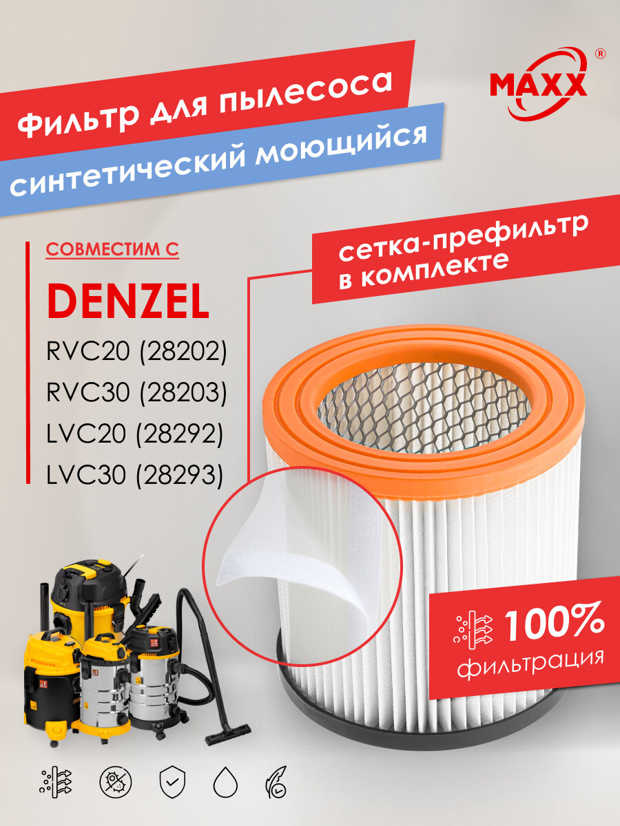 Фильтр моющийся PRO для пылесоса Denzel RVC20 (28202), Denzel RVC30 (28203), Denzel LVC20 (28292), Denzel LVC30 (28293), DZ-28214