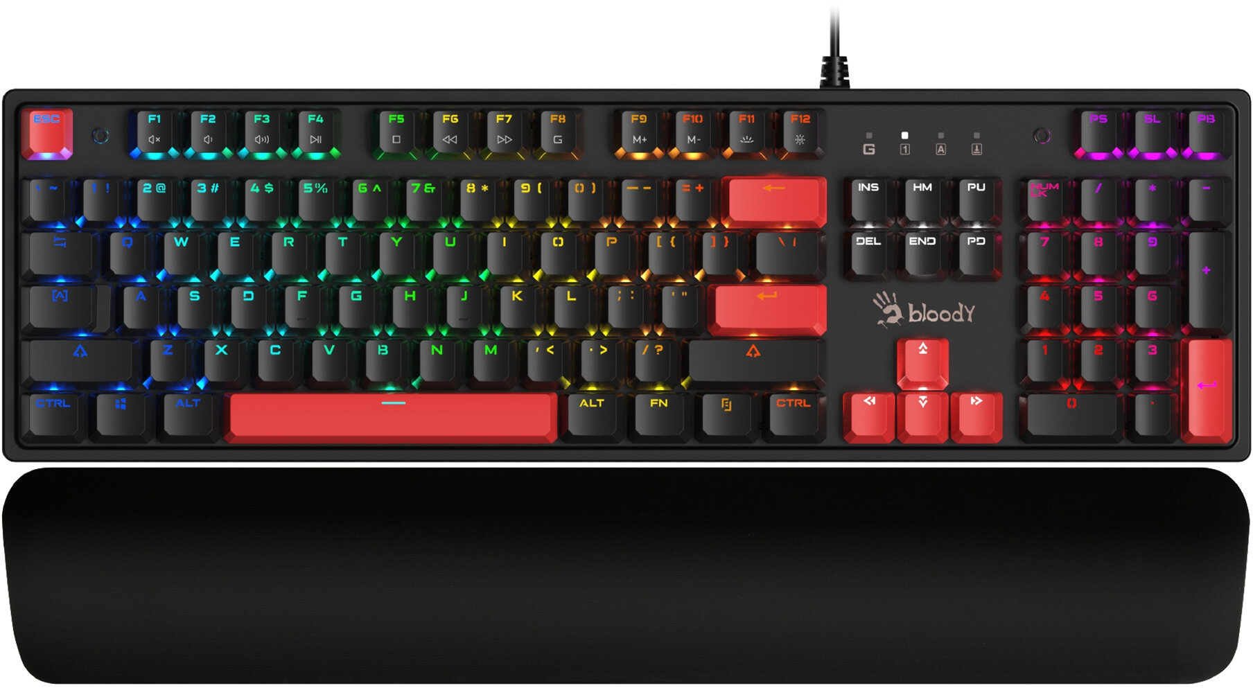 Клавиатура A4Tech Bloody S515r механическая черный USB for gamer LED (подставка для запястий) (s515r .