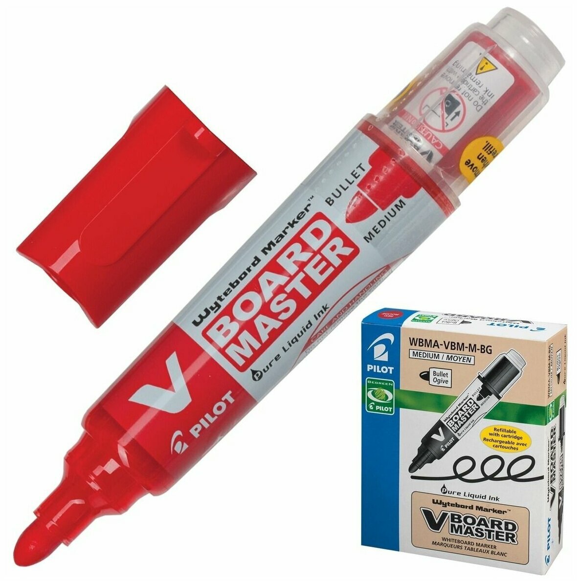 Маркер PILOT V-Board Master [WBMA-VBM-M/R] (красный, 10 штук)