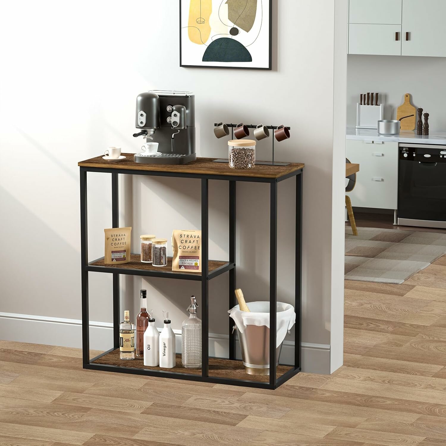 Консольный стол Лофт от MetalCraft Модель 4 из металла и массива дерева