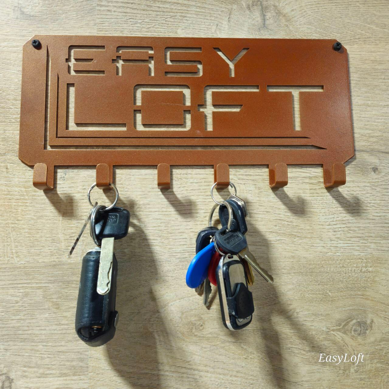 Ключница "EasyLOFT" настенная, металл, 6 крючков, цвет коричневый