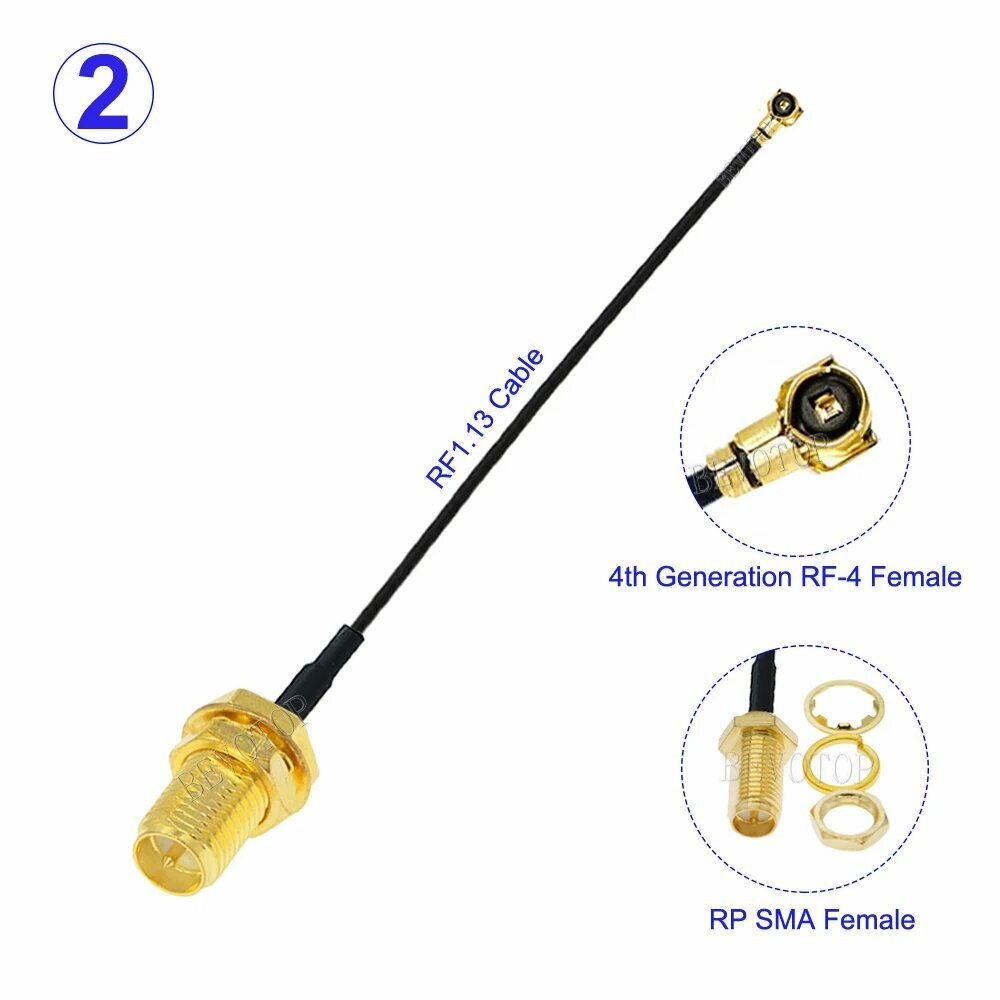 Кабель RF113 SMA-IPEX4 BEVOTOP 40CM, RP SMA F to RF-4th F