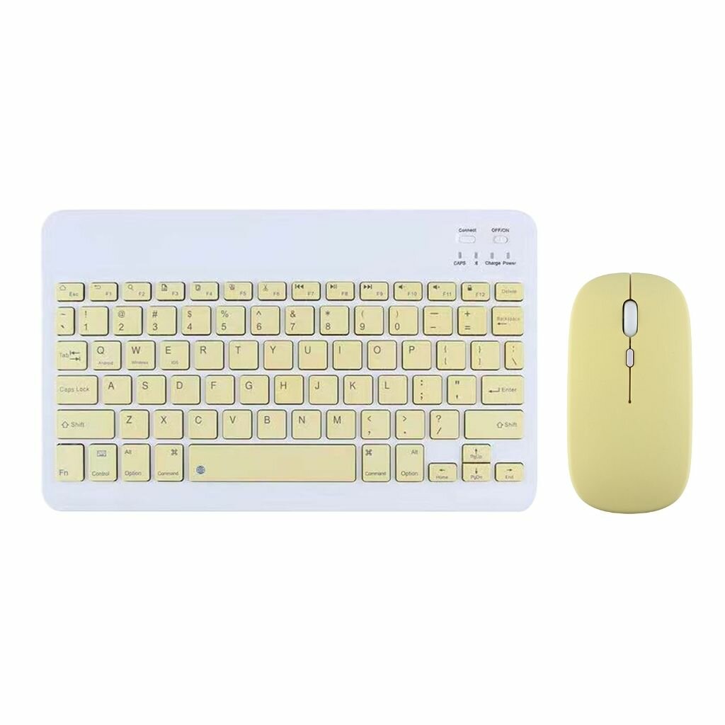 Аксессуары для клавиатуры и мыши, Беспроводная Bluetooth клавиатура и мышь для планшетов и смартфонов на Android/iOS - желтая
