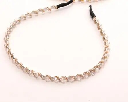 Женский обруч для волос со стразами и жемчугом Pink