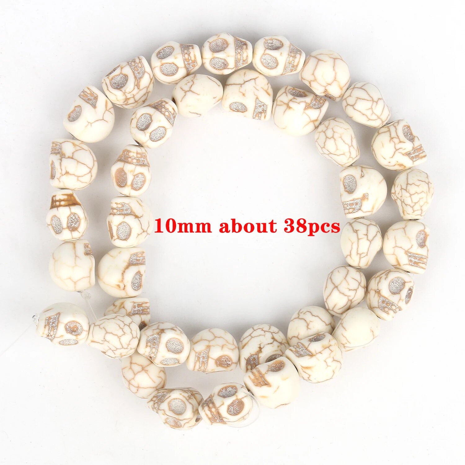 Бусины из натурального камня Xilitata зелёно-бирюзового цвета Бежевый, 10mm Skull