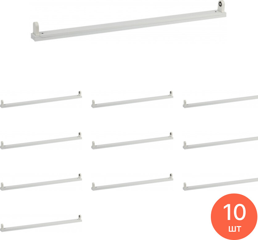 Cветильник настенно-потолочный ЭРА SPO-801-0-001-060 T8 G13, светодиодный, 2700К 9Вт IP20, Б0043771 / панель освещения (комплект из 10 шт)