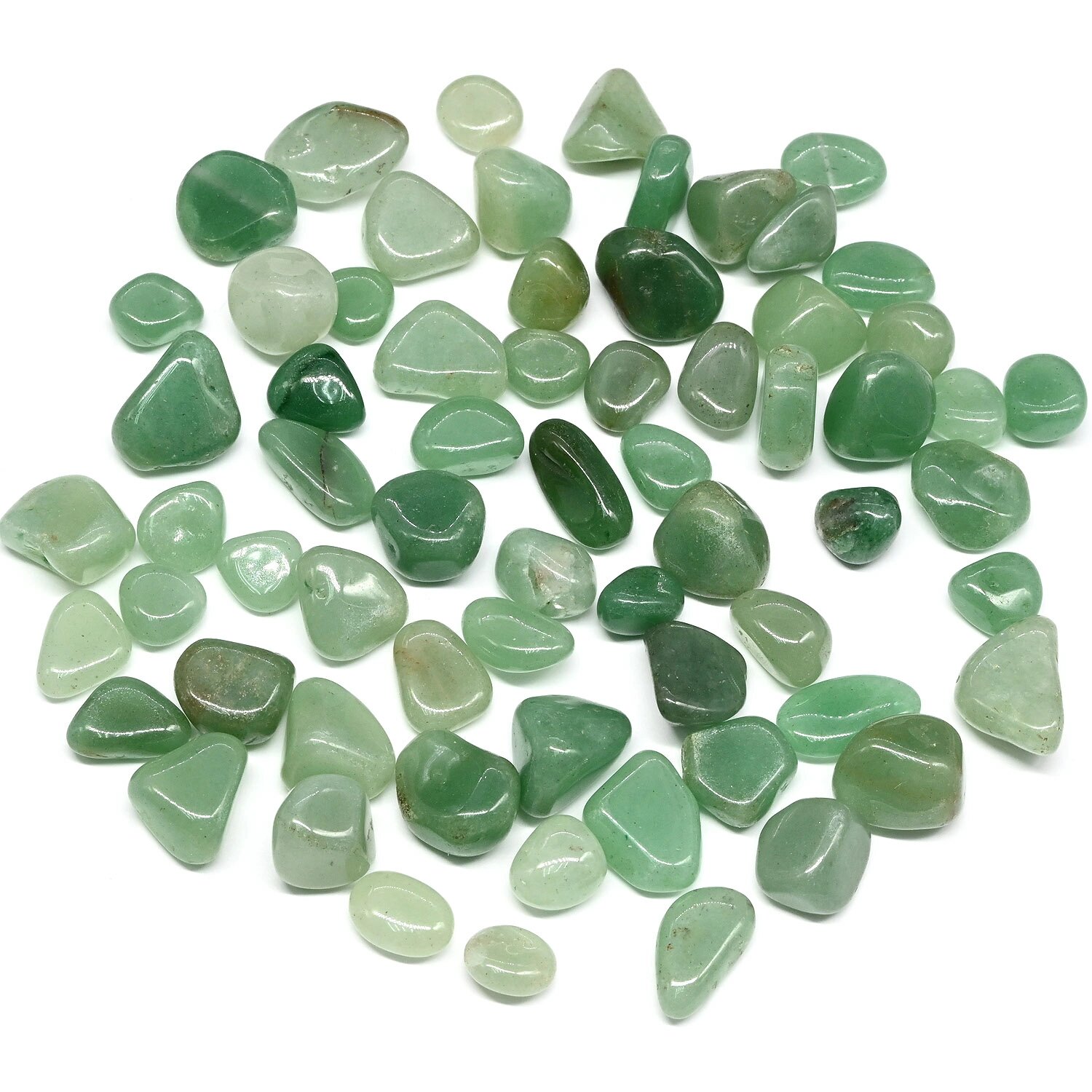 Авантюрин зеленый галтовка фракция 5-15мм, упаковка 100г