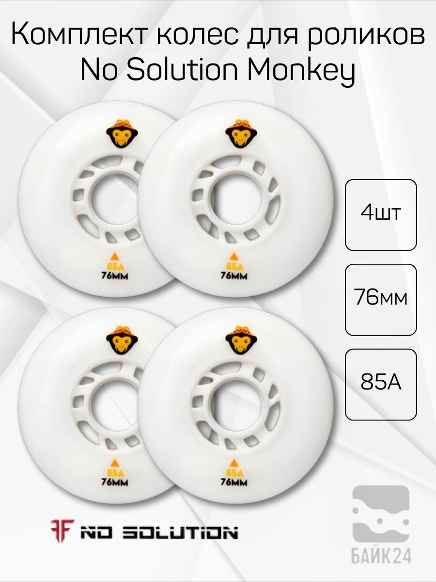 Комплект колес для роликов No Solution Monkey 76mm/85A белое, 4 шт.