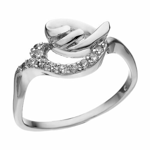 Кольцо тонкое, серебро, 925 проба, родирование, фианит