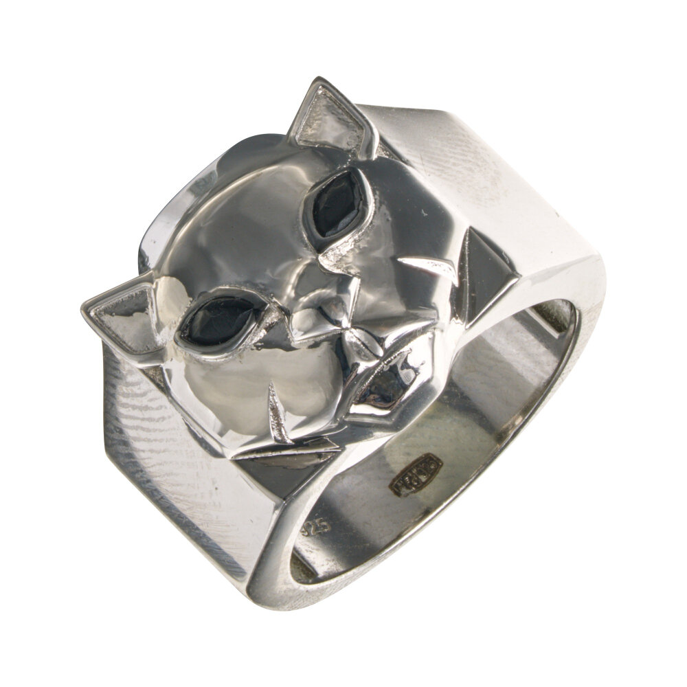 Кольцо широкое, серебро, 925 проба, родирование, циркон