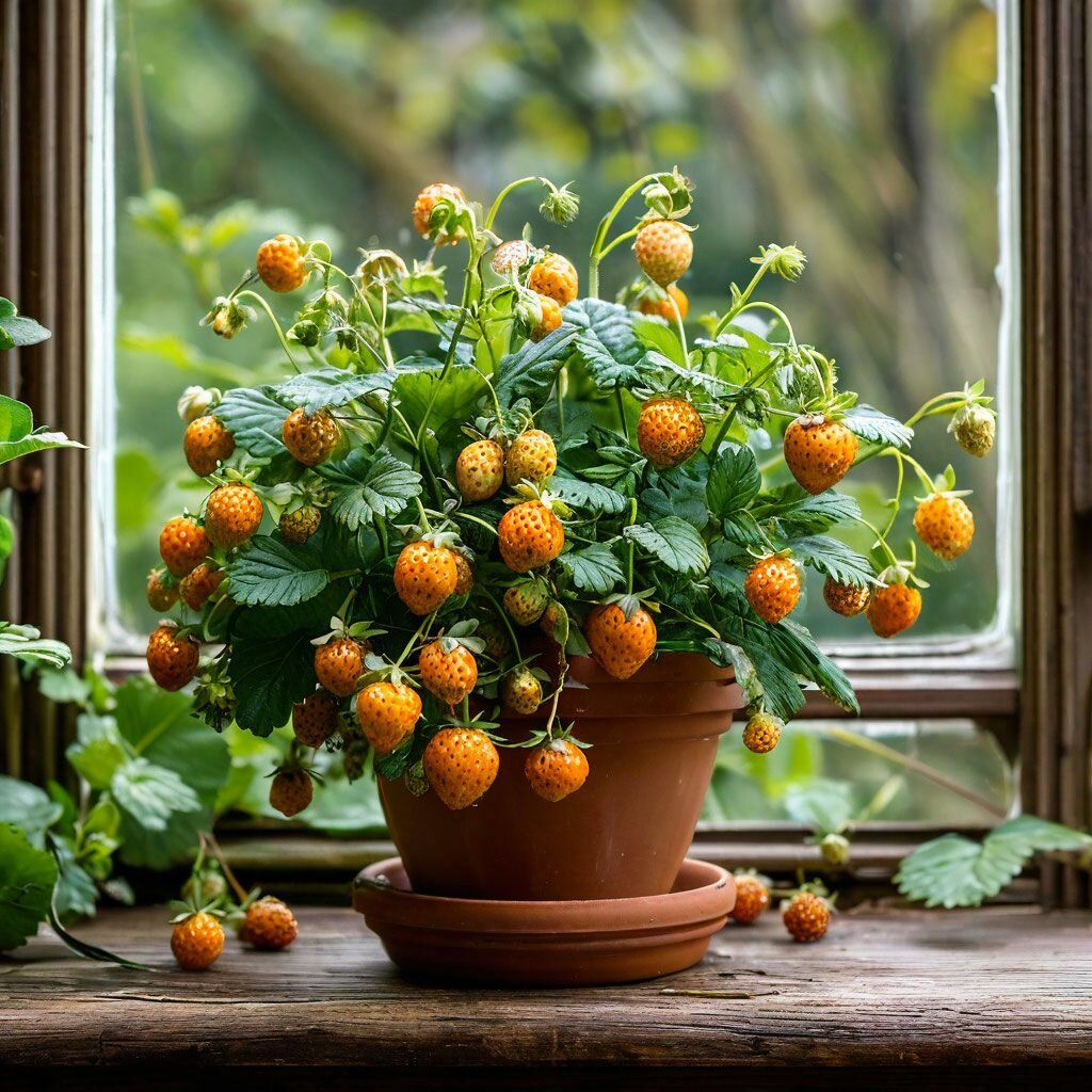 Земляника комнатная желтая, 50+ шт семян