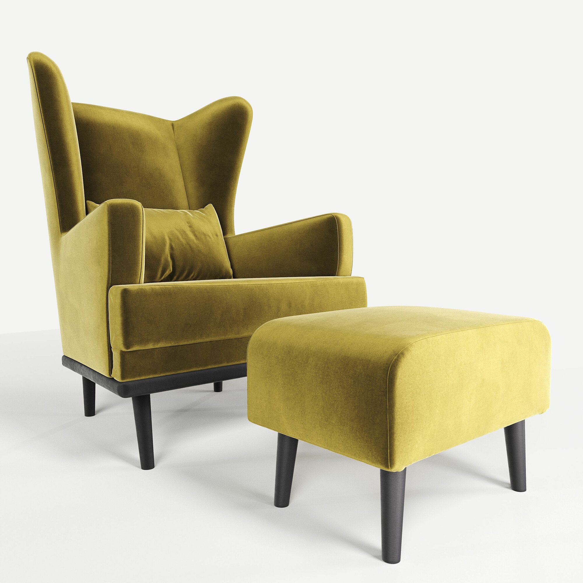 Комплект кресла и пуфа Фантазёр велюр Z-7 (Жёлтый велюр) для отдыха и чтения книг. В гостиную, балкон и спальню