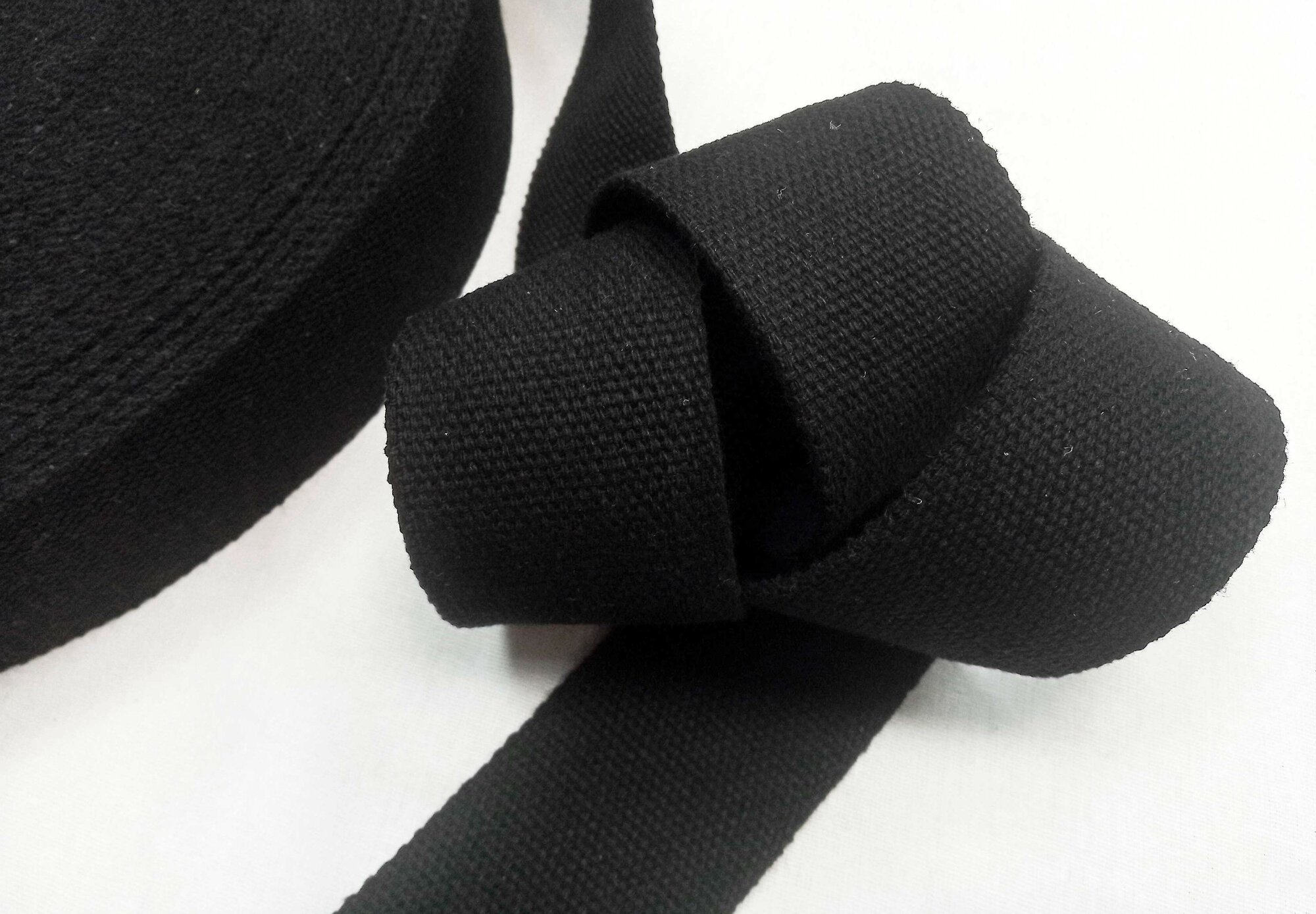 Стропа натуральный хлопок, шир. 50 мм, черная, 5 метров