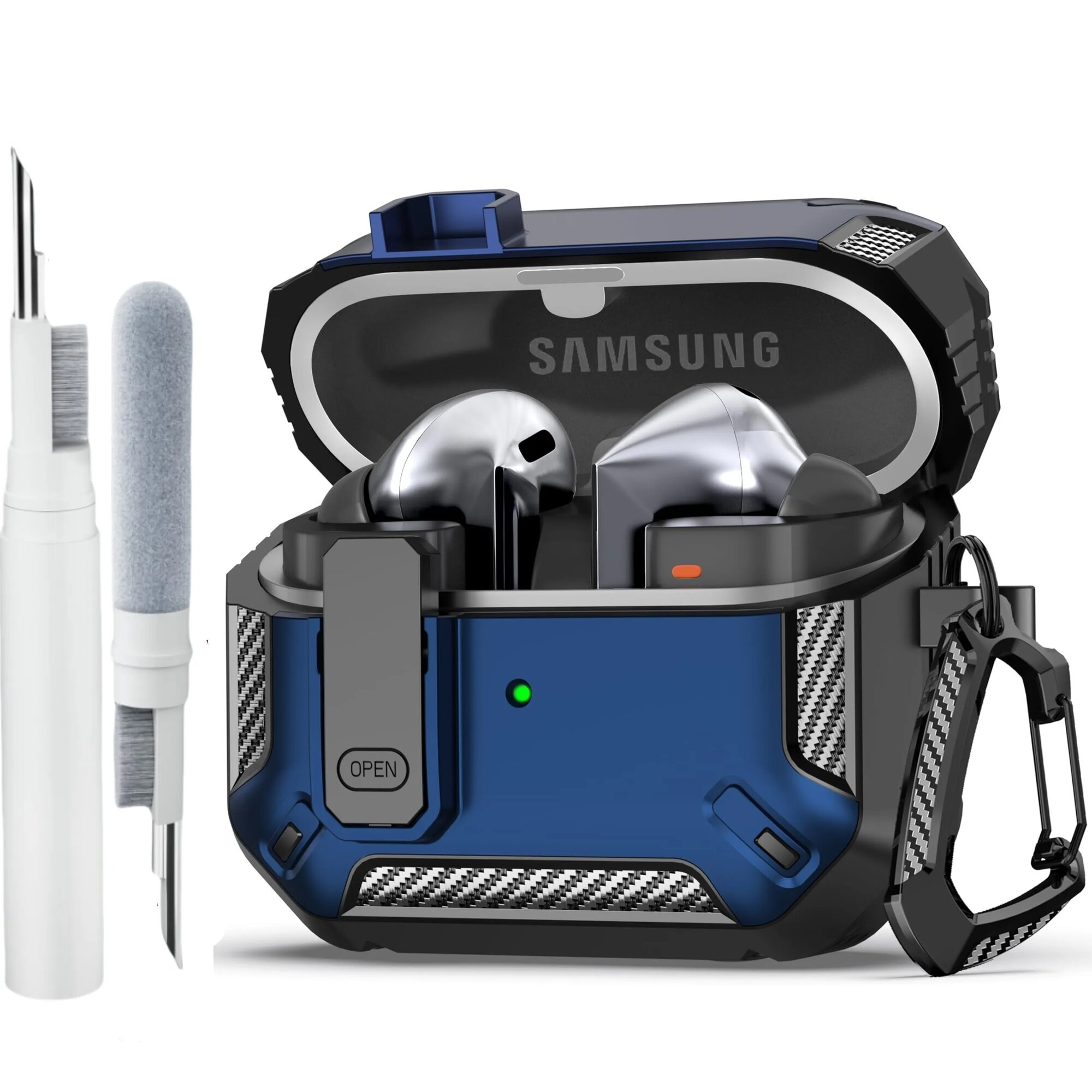 Чехол для Samsung Buds 3Pro 2024, новый защитный чехол из углеродного волокна с безопасным замком и набором для чистки для Samsung Galaxy Buds 3