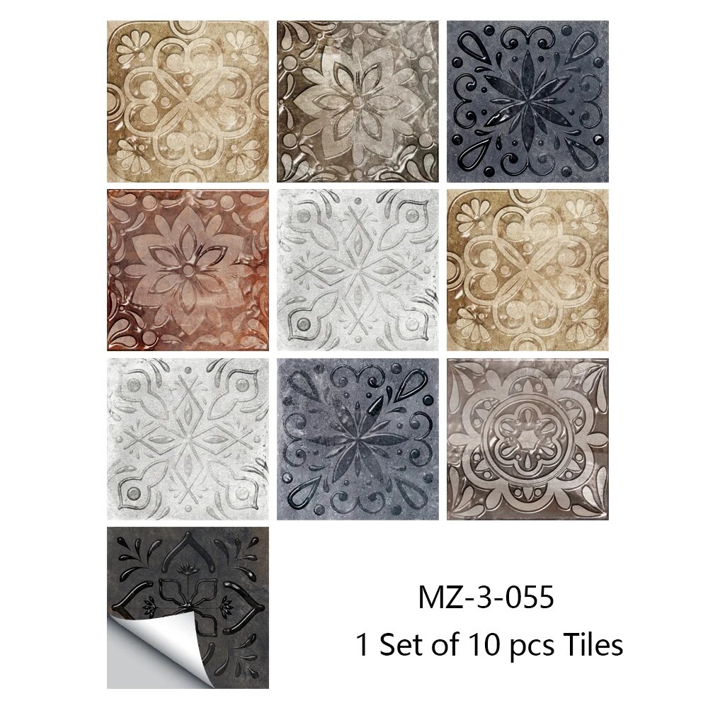 10 шт./компл, матовая плитка в стиле ретро, наклейка на пол, талия, украшение для рабочего стола, наклейки на стены, самоклеящиеся маслостойкие обои из ПВХ