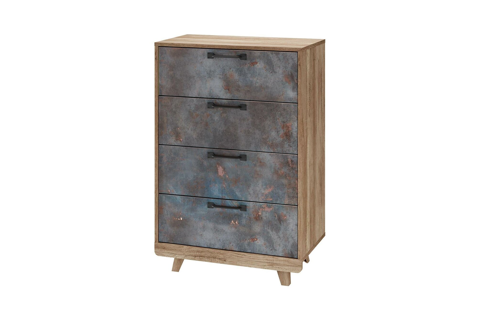 Комод для одежды Нонтон Мегаполис, 70x40x127 см, 4 ящика, дуб каньон / меркурий