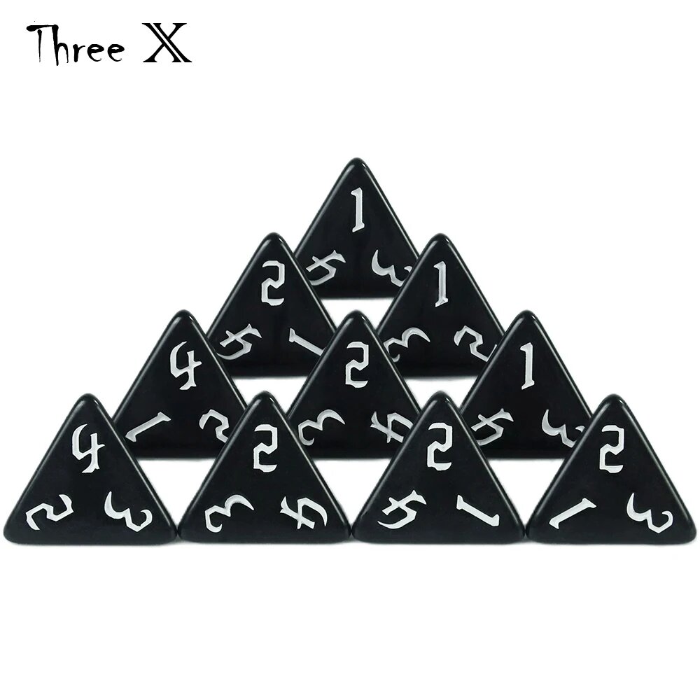 Набор костей D4 Three X 10 шт. Черный, B06