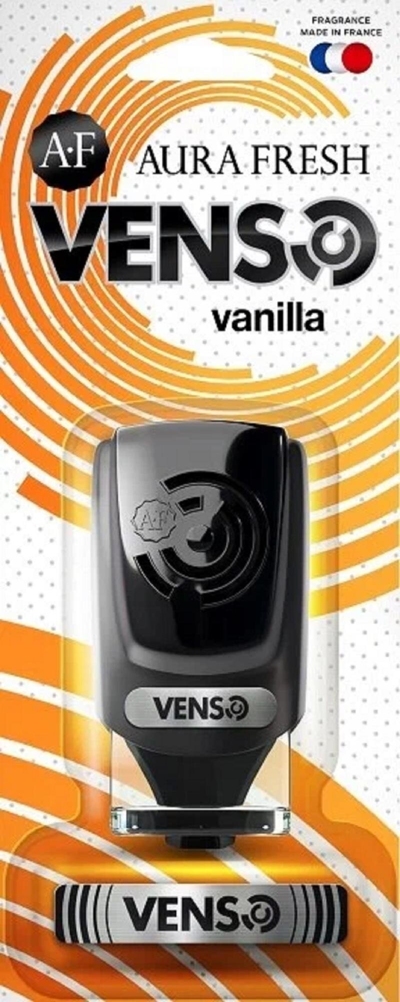 Ароматизатор автомобильный Aura Fresh / Аура Фреш Venso Vanilla на дефлектор, ванильный, 6мл / автотовары
