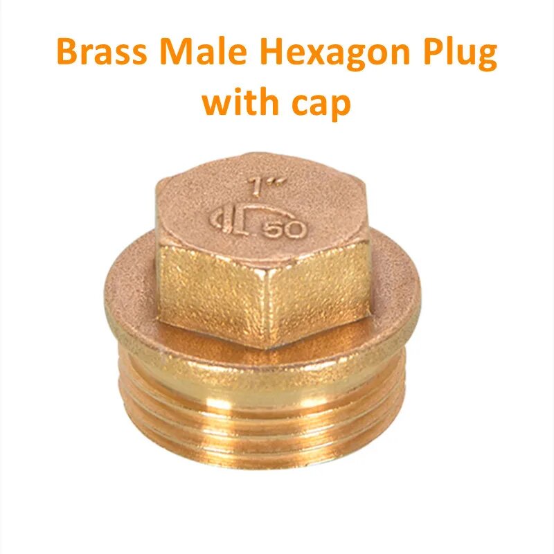 Медные фитинги латунные 1/8"-1" BSP 1", Male Plug with cap