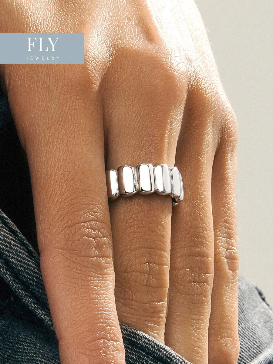 Кольцо широкое, серебро, 925 проба, родирование