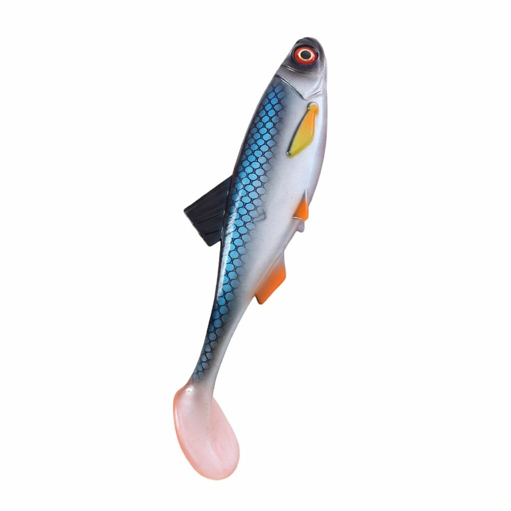 Инструменты для рыбалки, Спиннинговая приманка с 3D глазами, мягкая рыба T-образной формы - черная спина, синяя сетка