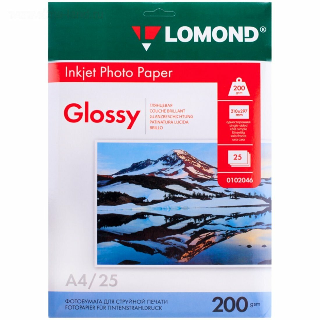 Фотобумага Lomond 0102046 A4/200г/м2/25л./белый глянцевое для струйной печати